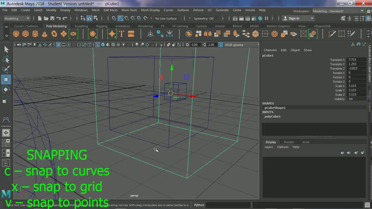 MAYA 2020 BEGINNER TUTORIAL HINDI 03 SNAPPING TOOL - YouTube