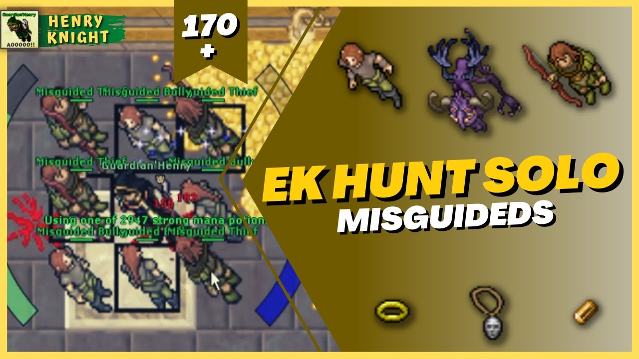 TIBIA: EK HUNT SOLO #54 MISGUIDED (CULTS OF TIBIA - OUTLAM CAMP) - YouTube