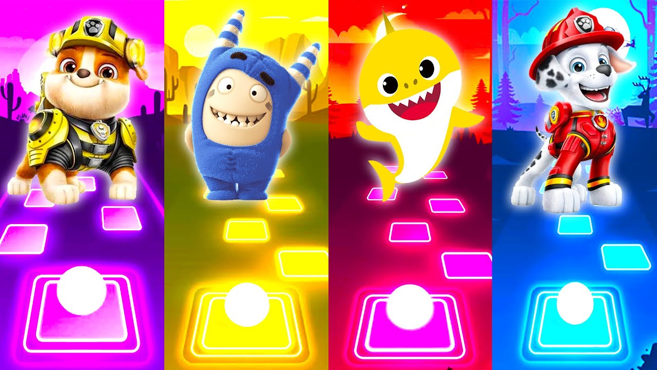 Rubble - Oddbods - Baby Shark - Marshall | Tiles Hop EDM Rush - YouTube