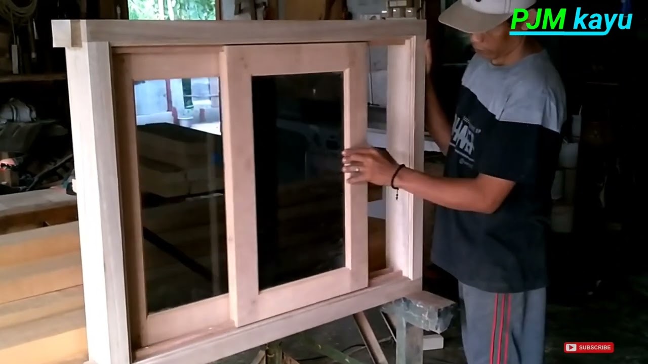 jendela sliding dengan REL kayu, skil tukang kayu - YouTube