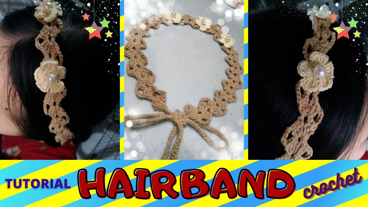 Hairband crochet // brown // tutorial // beauty aksesoris // bando ...