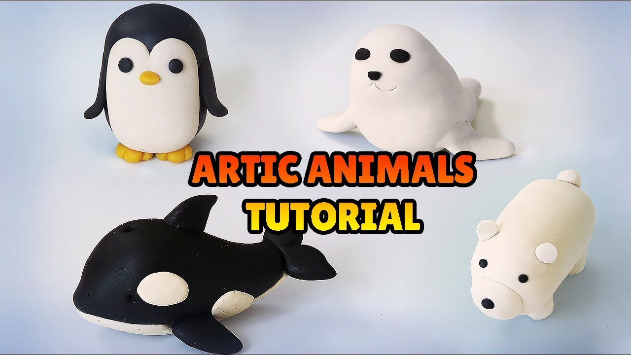 🔴DIY How to make ARCTIC/ICE ANIMALS - Easy Polymer Clay Tutorial Plastilina Fondant DIY tutorial ...