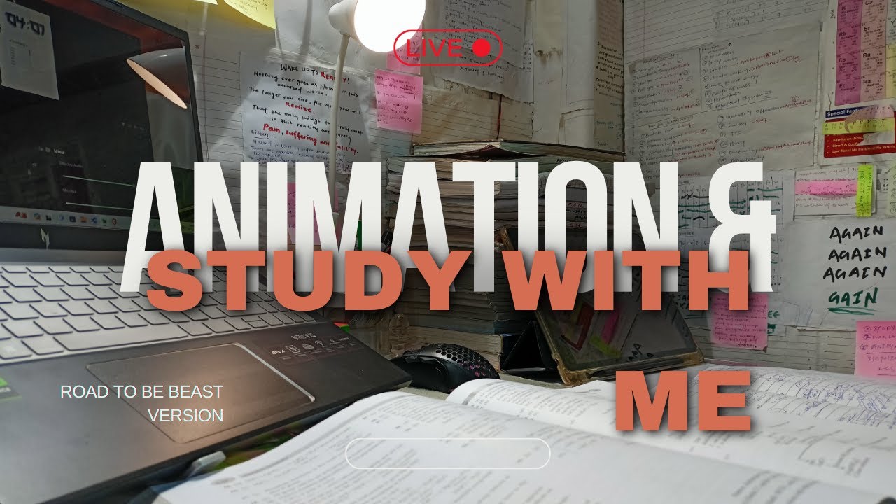 Study + Animation With Me Live | Session 1 | 12 Hour+ Pomodoro 90-10 ...