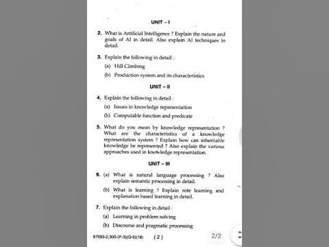 BCA 6th semester Artificial intelligence question paper 2018-19 # MDU ...