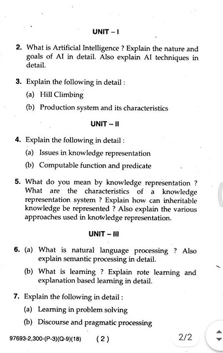 BCA 6th semester Artificial intelligence question paper 2018-19 # MDU ...