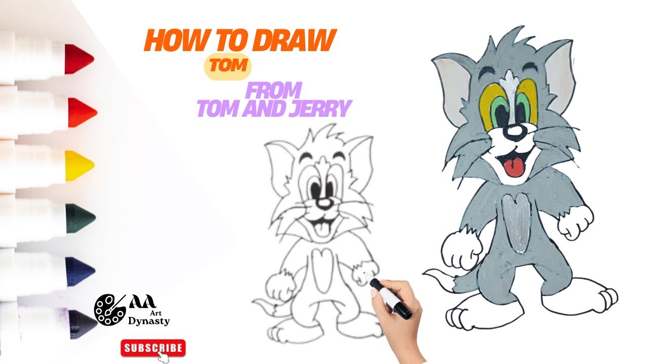 How to Draw TOM from Tom And Jerry @aaartdynasty - YouTube