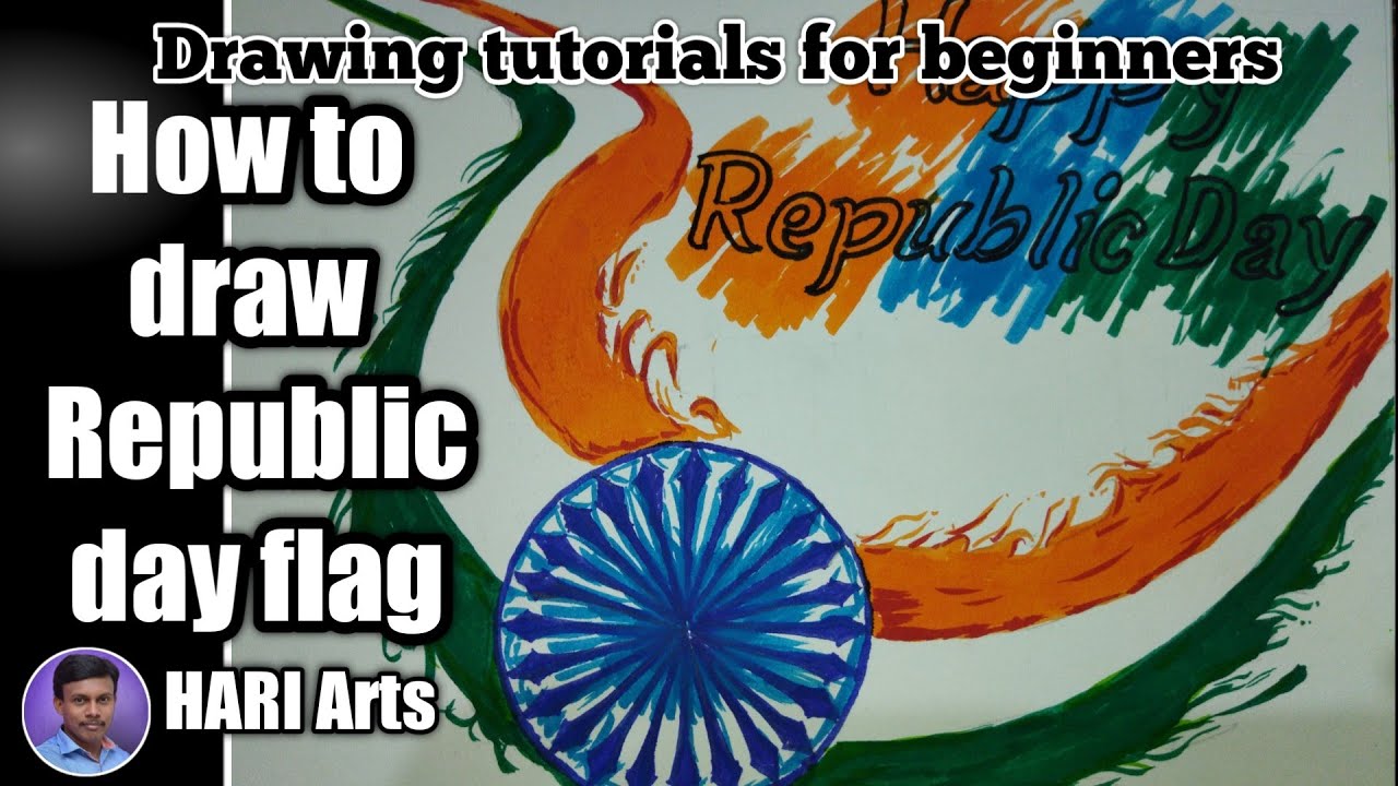 how to draw Republic day drawing | easy colour skitch step by step ...