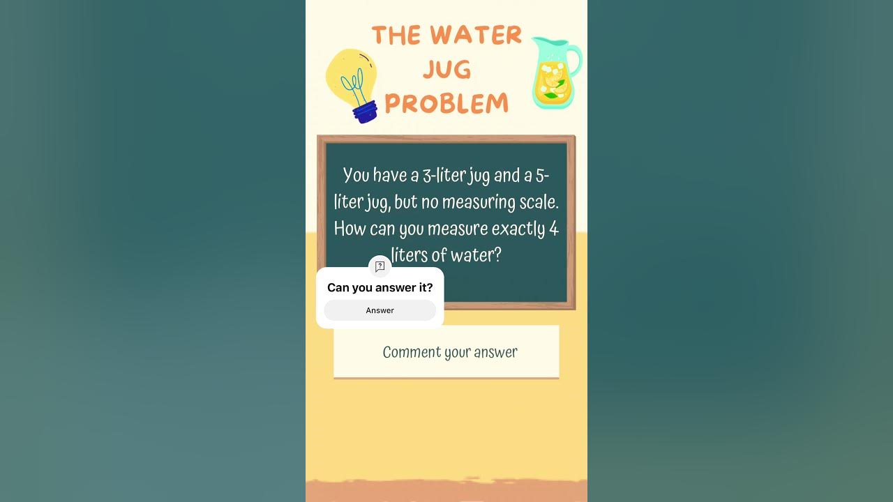 The water jug problem. #puzzle #logicalthinking - YouTube