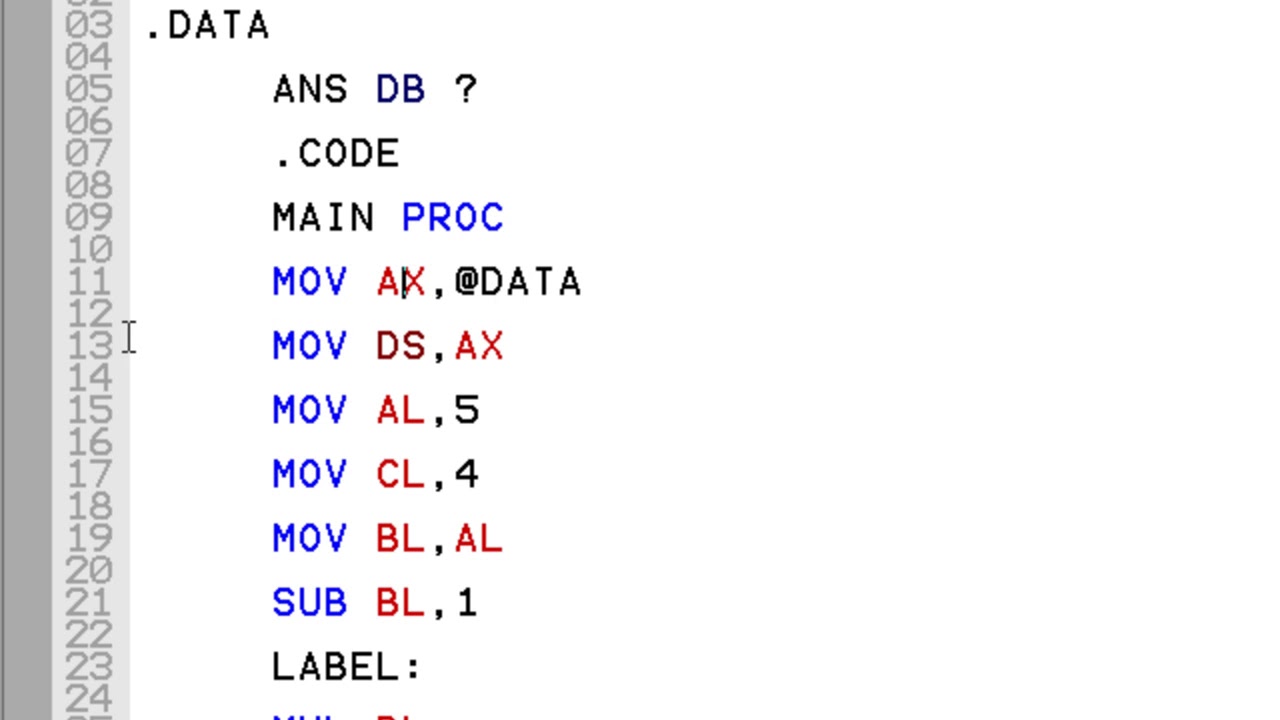 Programme assembleurFactoriel de 5 - YouTube