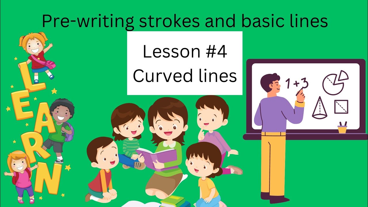 Pre-writing strokes and lines lesson # 4 curved lines| how to draw ...
