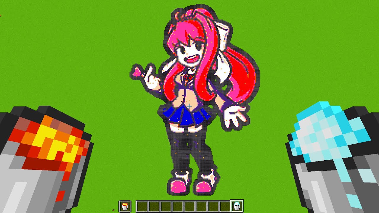 Monika Doki FnF Pixel Art in Minecraft - YouTube