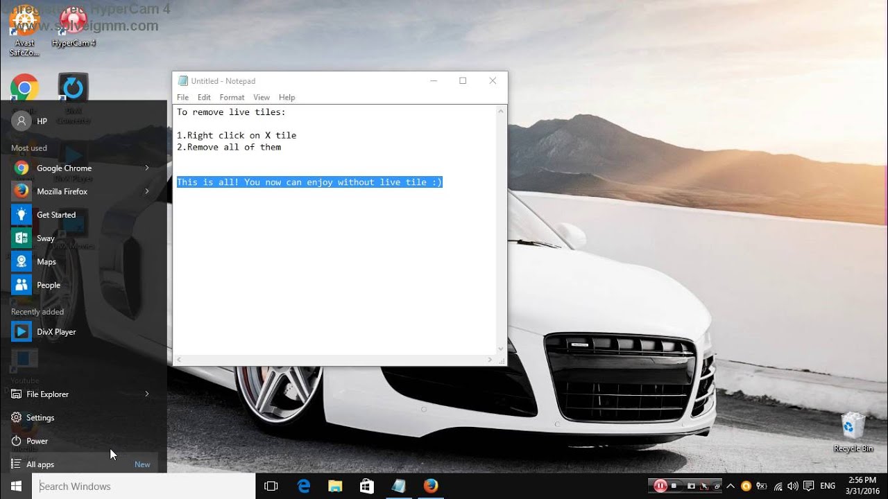 How to turn off live tiles in Windows 10 - YouTube