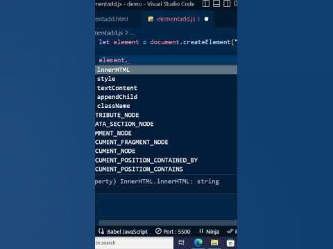 Dynamic HTML Element creation using Javascript | #shorts | #ezycode - YouTube
