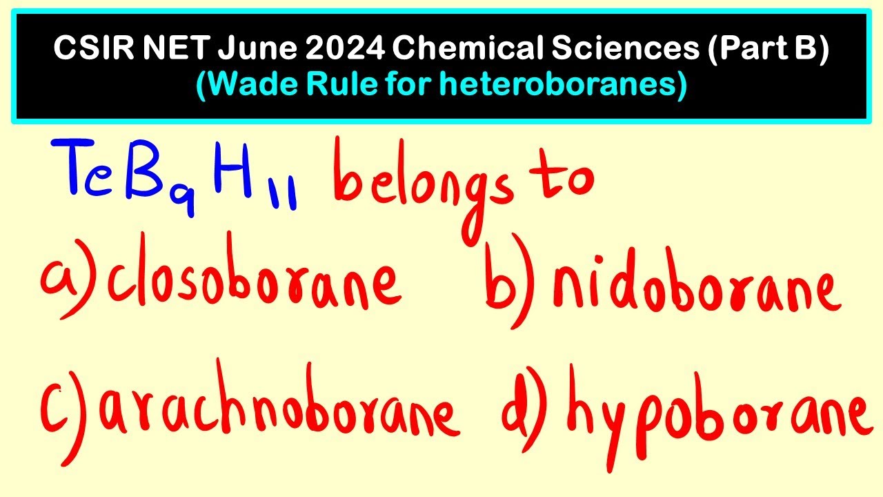 Wade Rule for heteroboranes | CSIR NET June 2024 Chemical Sciences ...