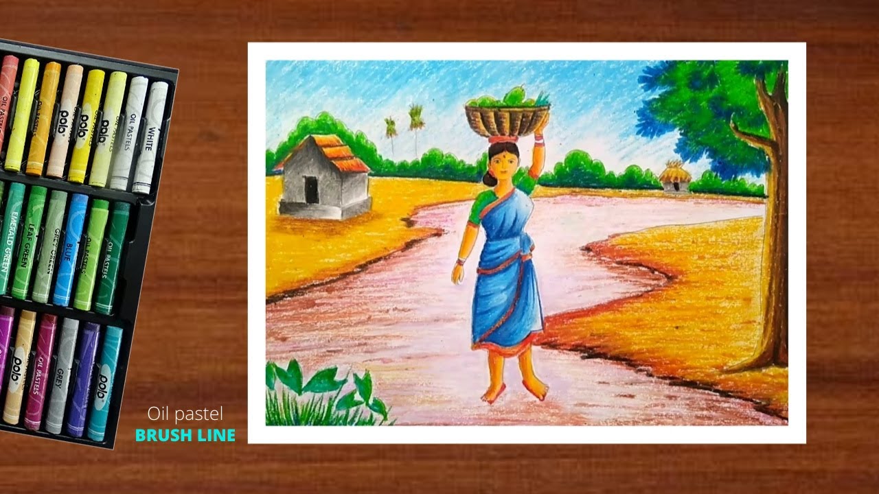 How to draw a woman working figure step by step.oil pastel drawing ...