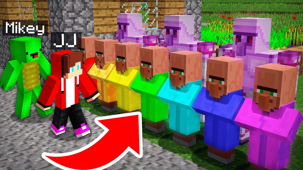 All Villagers BECAME RAINBOW in Minecraft - Maizen - YouTube