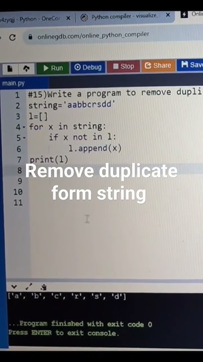 remove duplicate from string - YouTube