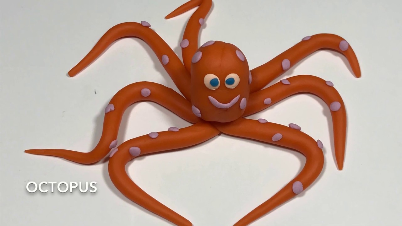 Teaching clay/Clay octopus model/глиняный осьминог/Mô hình bạch tuộc bằng đất nặn - YouTube