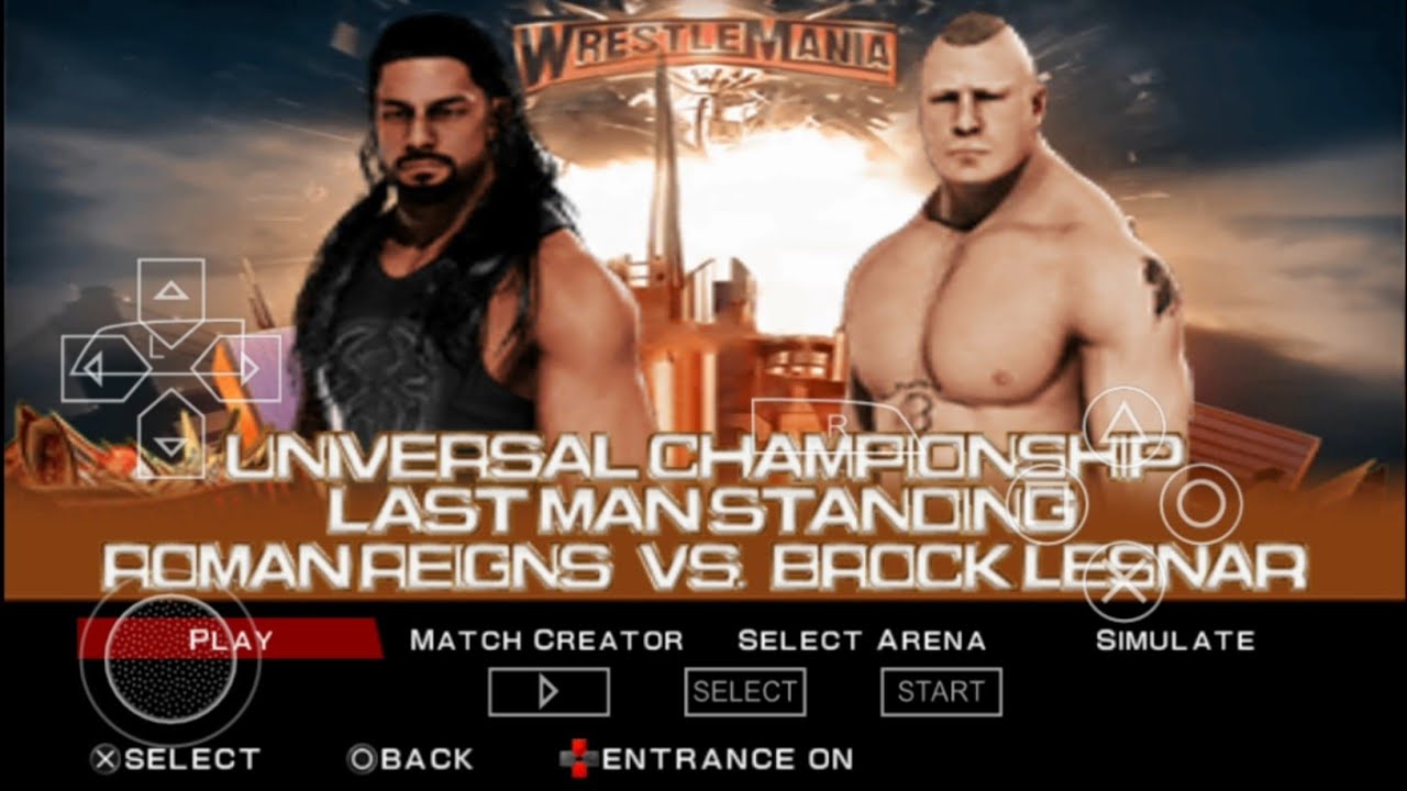 WWE 2k20 Roman Reigns Vs Brock Lesnar PPSSPP Gameplay | - YouTube