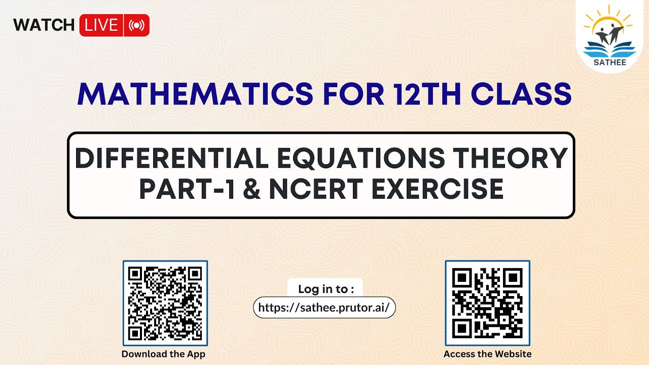 Mathematics Class 12th | Differential Equations Theory Part-1 & NCERT ...