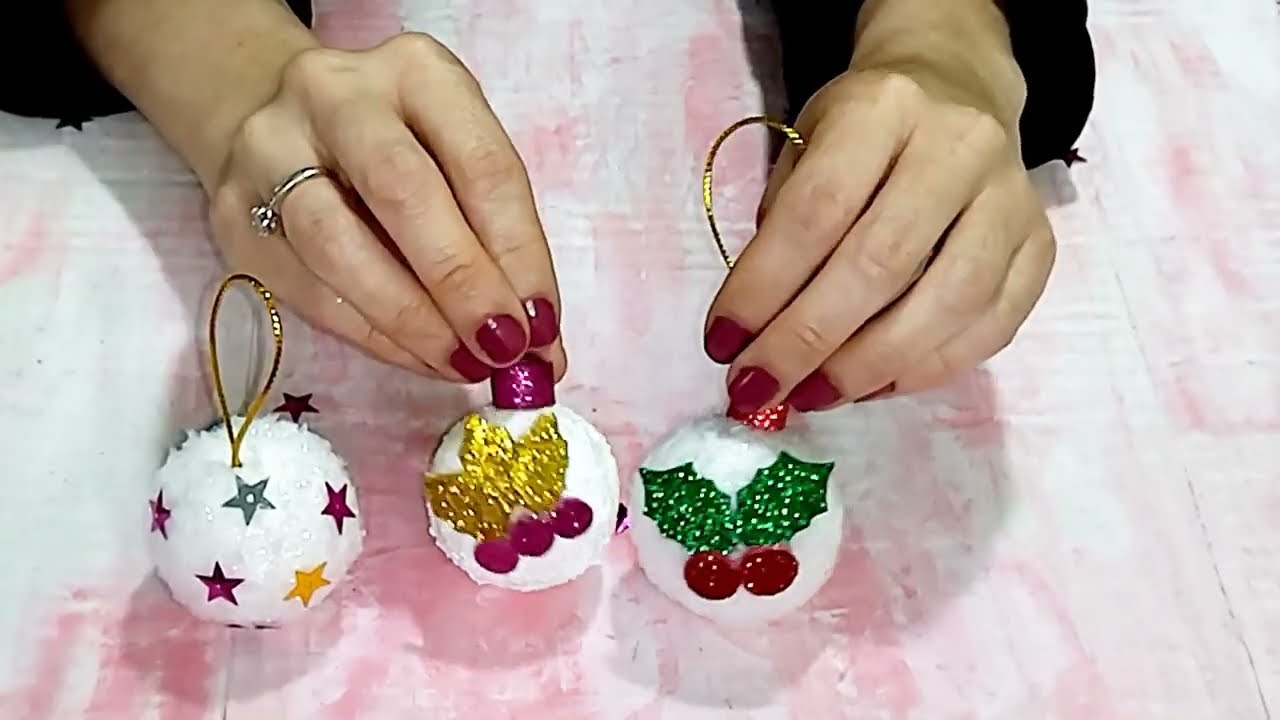 Cómo hacer ESFERAS NAVIDEÑAS en Icopor, Unicel | Decoración navideña ...