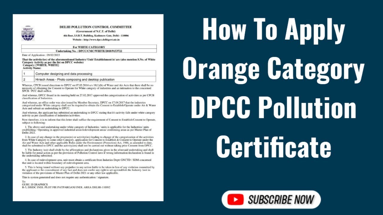 How To Apply Orange Category DPCC License | Orange Category DPCC ...
