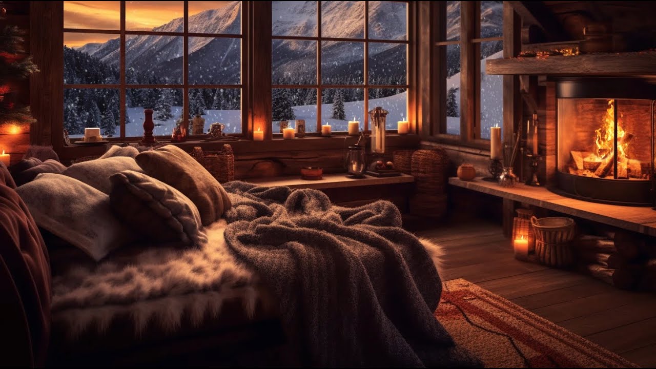 Deep Sleep Well Fall Asleep in 3 Hours | Cozy Winter Ambience with a ...