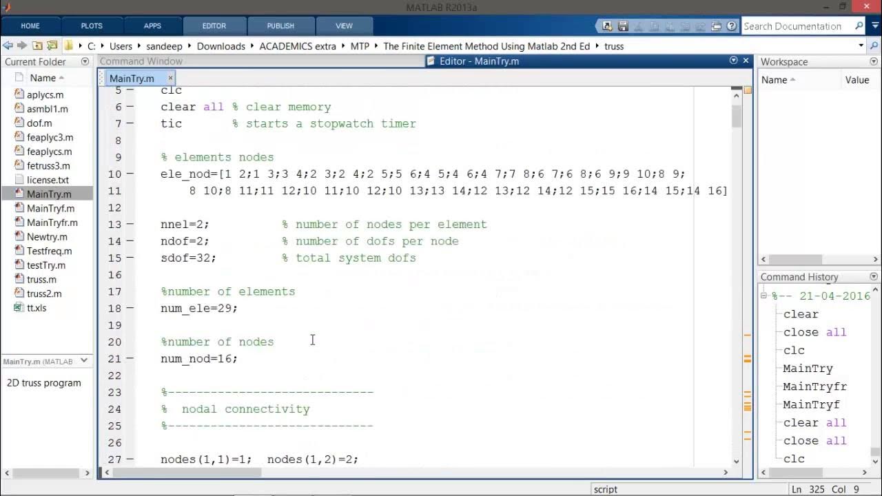 2D truss analysis in MATLAB - YouTube