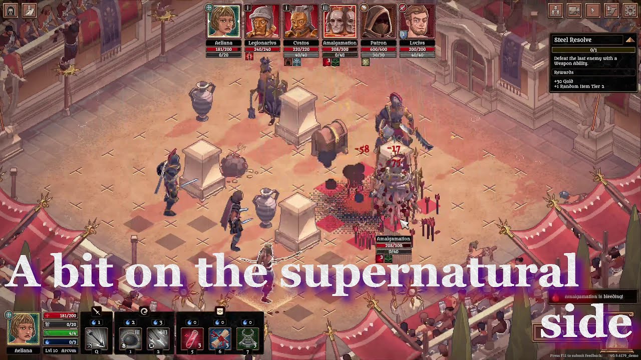 Bloodgrounds gameplay - Turn Based Gladiator sim - RPG and town ...