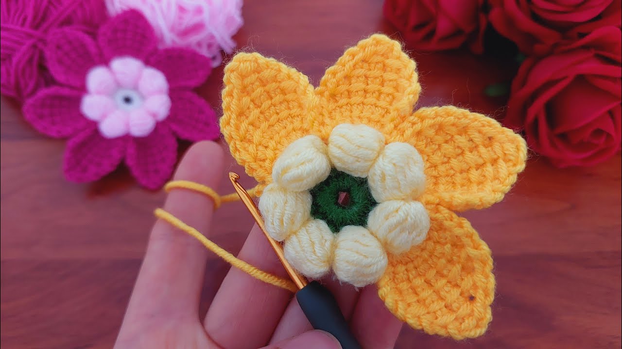 Crochet 3d Flower Tutorial
