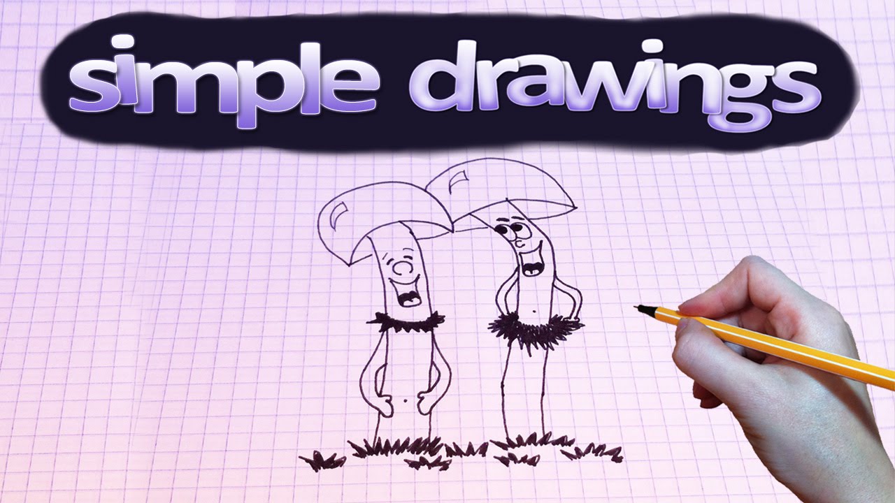 SImple drawings #6 How to draw a Funky mushrooms - YouTube