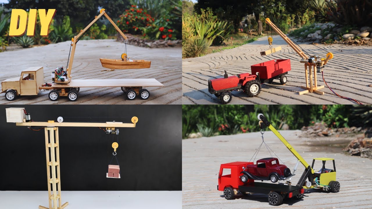 4 Amazing DIY Remote Controlled Cranes - RC Action Homemade - YouTube