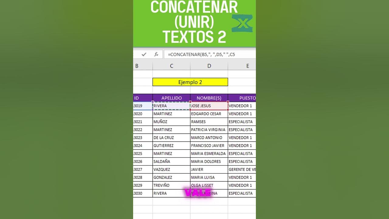 🟪Cómo unir textos en Excel 2📲#Excel2024 #superexcel #empresas #godinezlife #UNIR #concatenate # ...