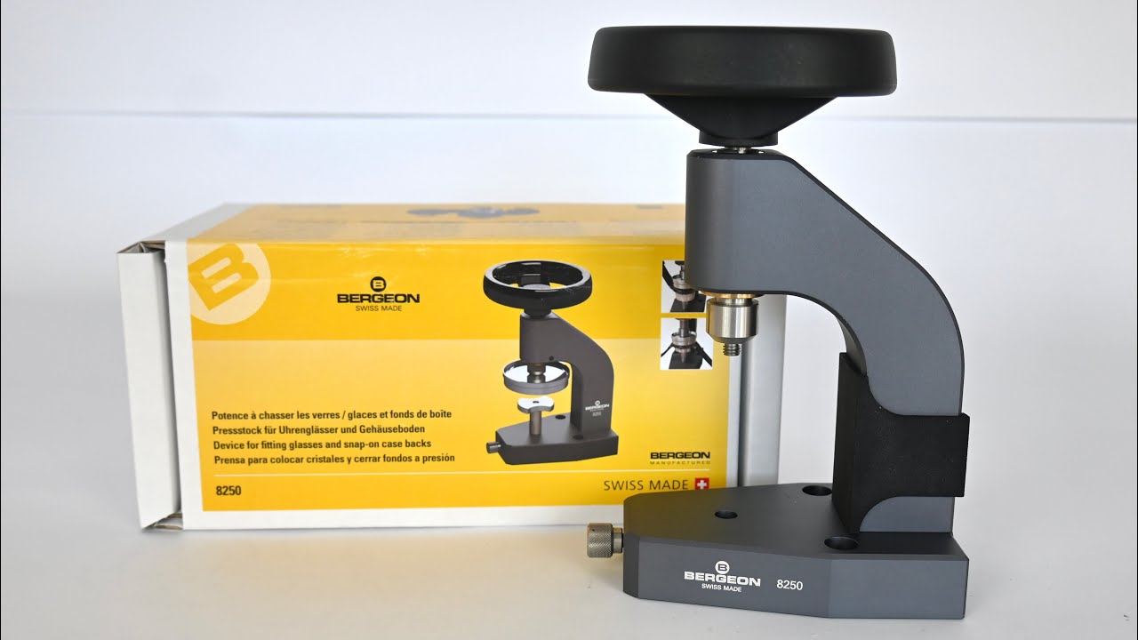 Bergeon 8250 watch case closer and crystal press fitting - YouTube