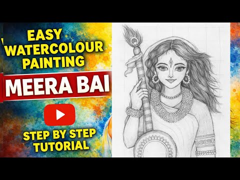 Meera Bai painting on Water colour 🎨🖌️||#art #drawing #painting #meerabai #radhakrishna #meerabai