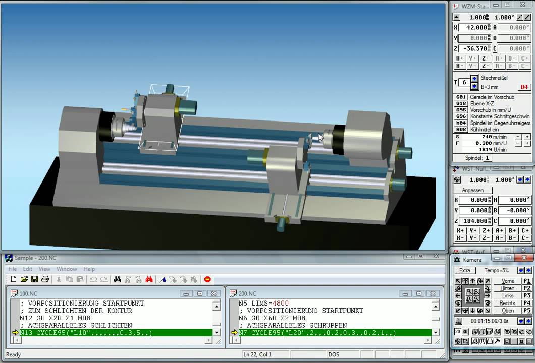 cnc turning with opposed spindle and two revolver - YouTube