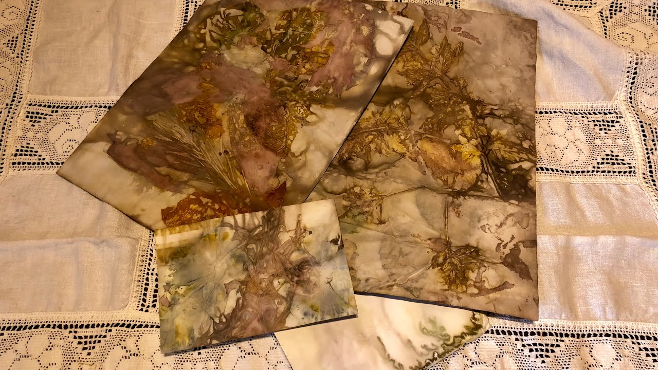 My dried eco dyed papers - finally! - YouTube