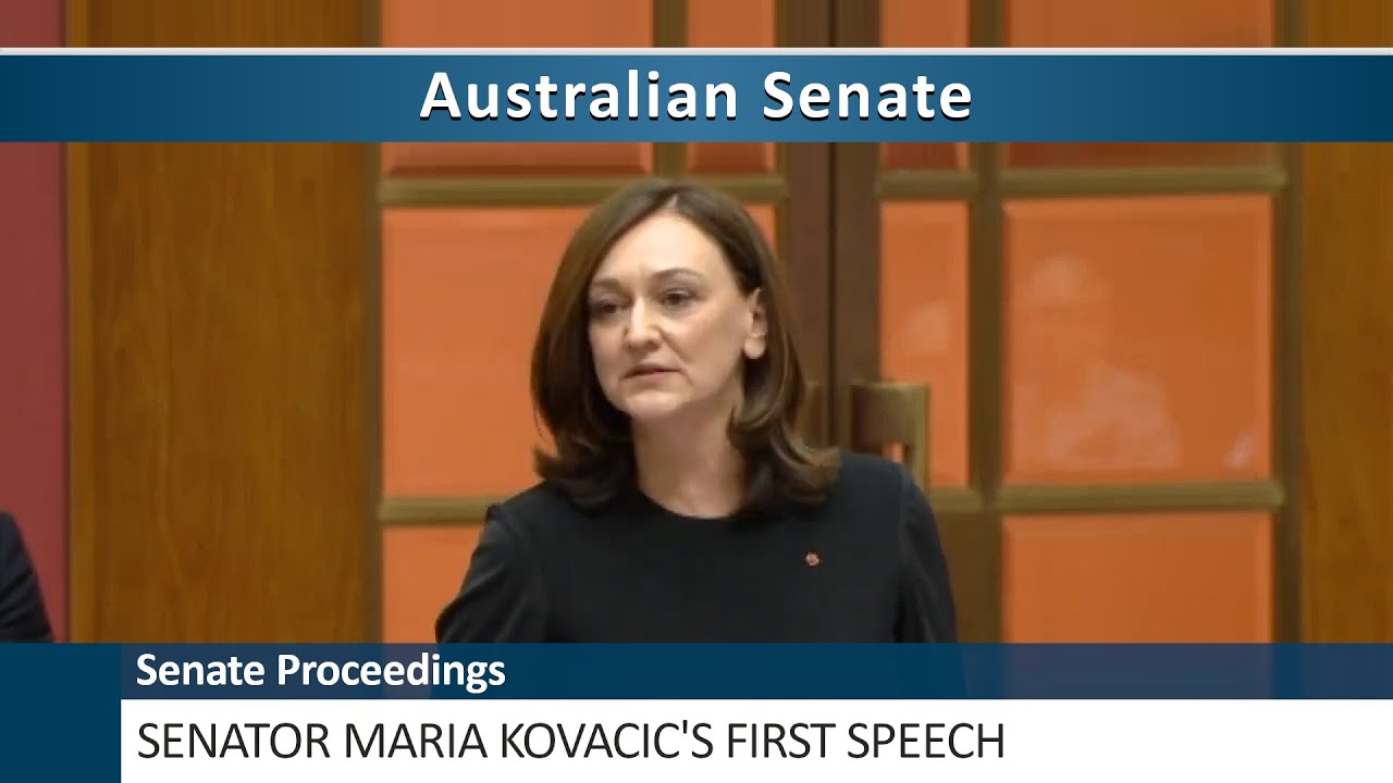 Senate Proceedings - Senator Maria Kovacic's First Speech - YouTube