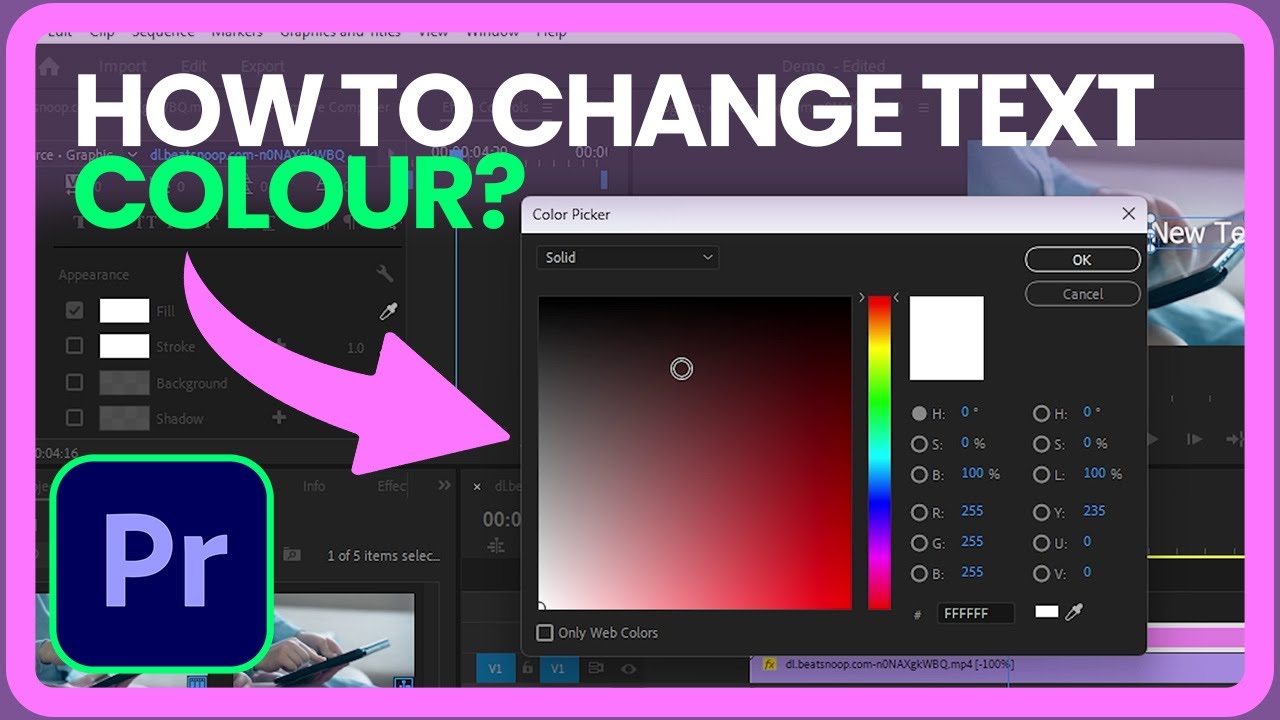 How to change text color in Premier Pro - YouTube