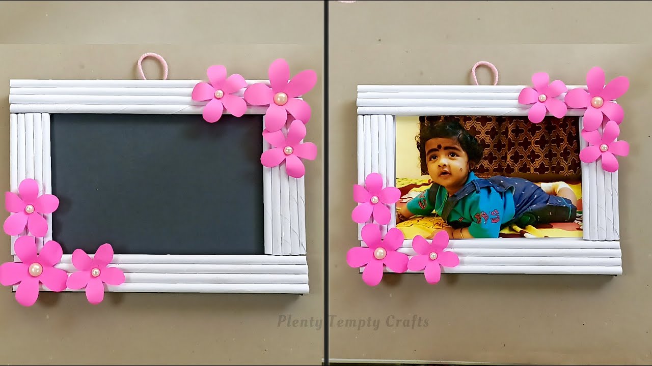 Easy and Quick Photo Frame Making Idea / Beautiful Handmade Photo Frame ...