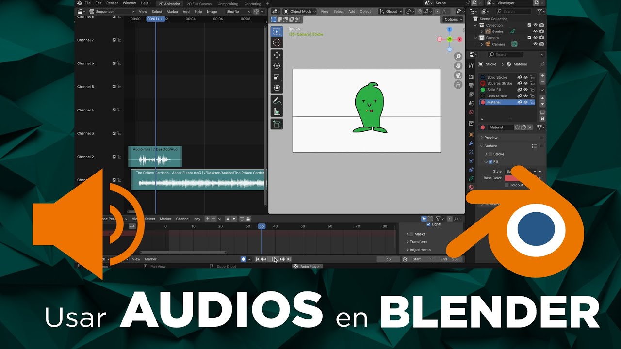 Usar AUDIO en BLENDER para animación 2D - Tutorial 🔈 - YouTube