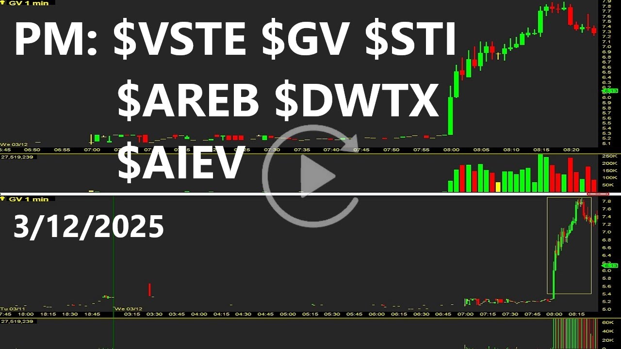 $VSTE $GV $STI $AREB $DWTX $AIEV PM Top Stocks Replay & Review - YouTube