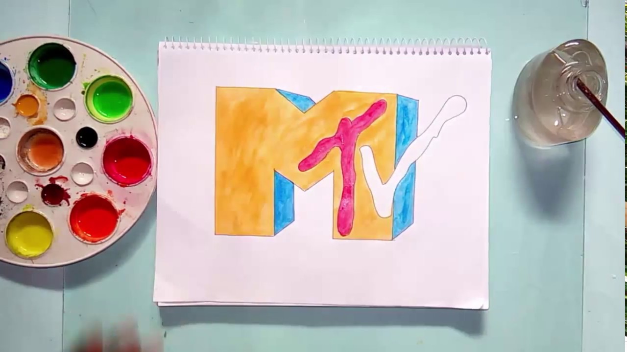 How to draw the Mtv logo (watercolor drawing) - YouTube