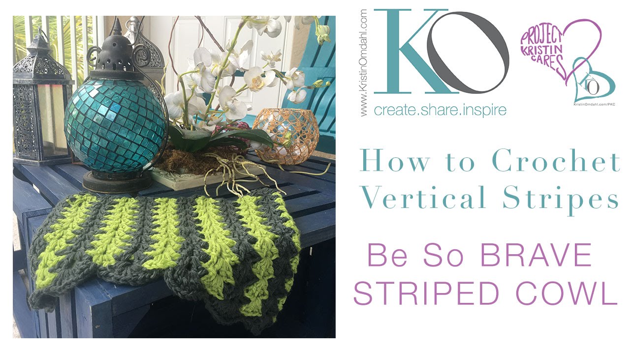 How to Crochet Vertical Stripe Cowl Brave - YouTube