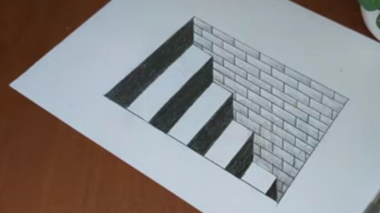 3d drawing stairs on paper for beginners - YouTube