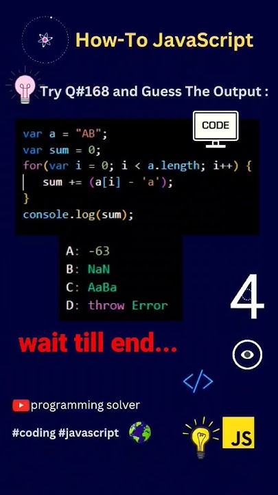 How To Code JavaScript Q#168, Try Solve & Guess The Output #shorts #coding #programming # ...