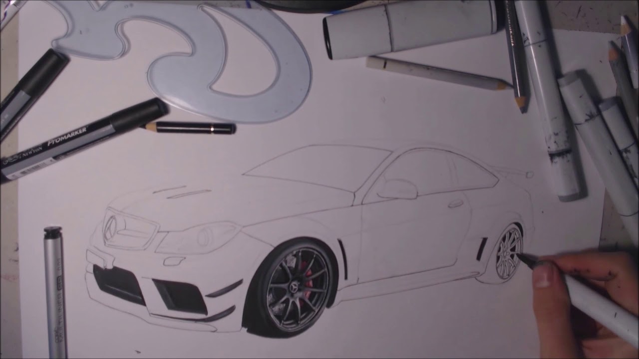 Mercedes C63 AMG BS drawing Process! - YouTube