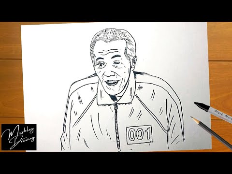 How to Draw Oh Il-Nam (Player001) from Squid Game Netflix Movies - YouTube