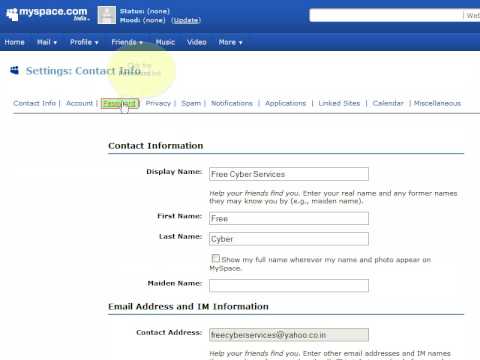 How to Change Your MySpace Password - YouTube