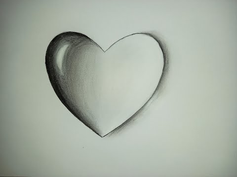 3 Boyutlu Kalp Çizimi - 3D Çizim - Karakalem / How to Draw 3D Heart